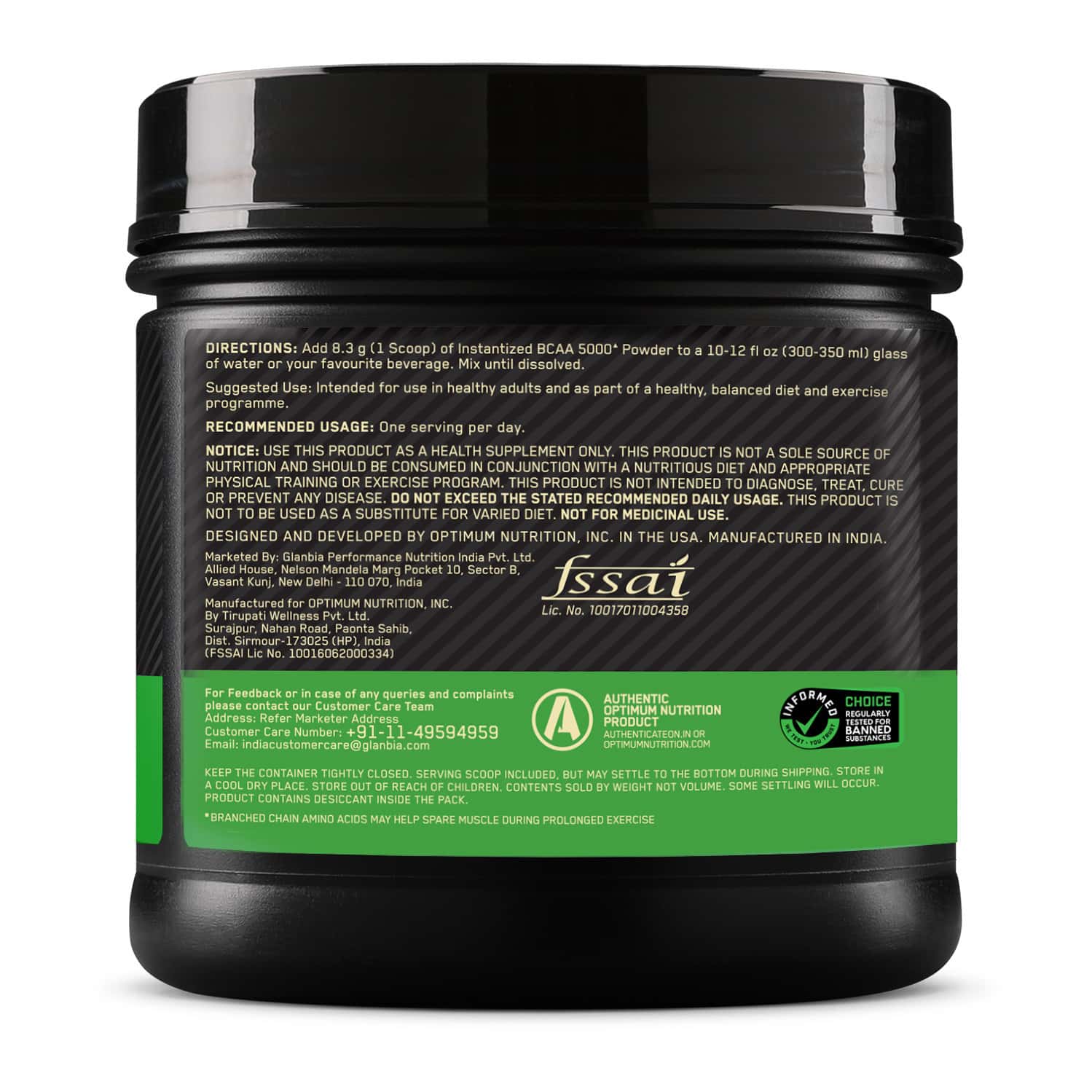 Buy OPTIMUM NUTRITION BCAA5000 GREEN APPLE 250GM 30 SERVINGS Online ...