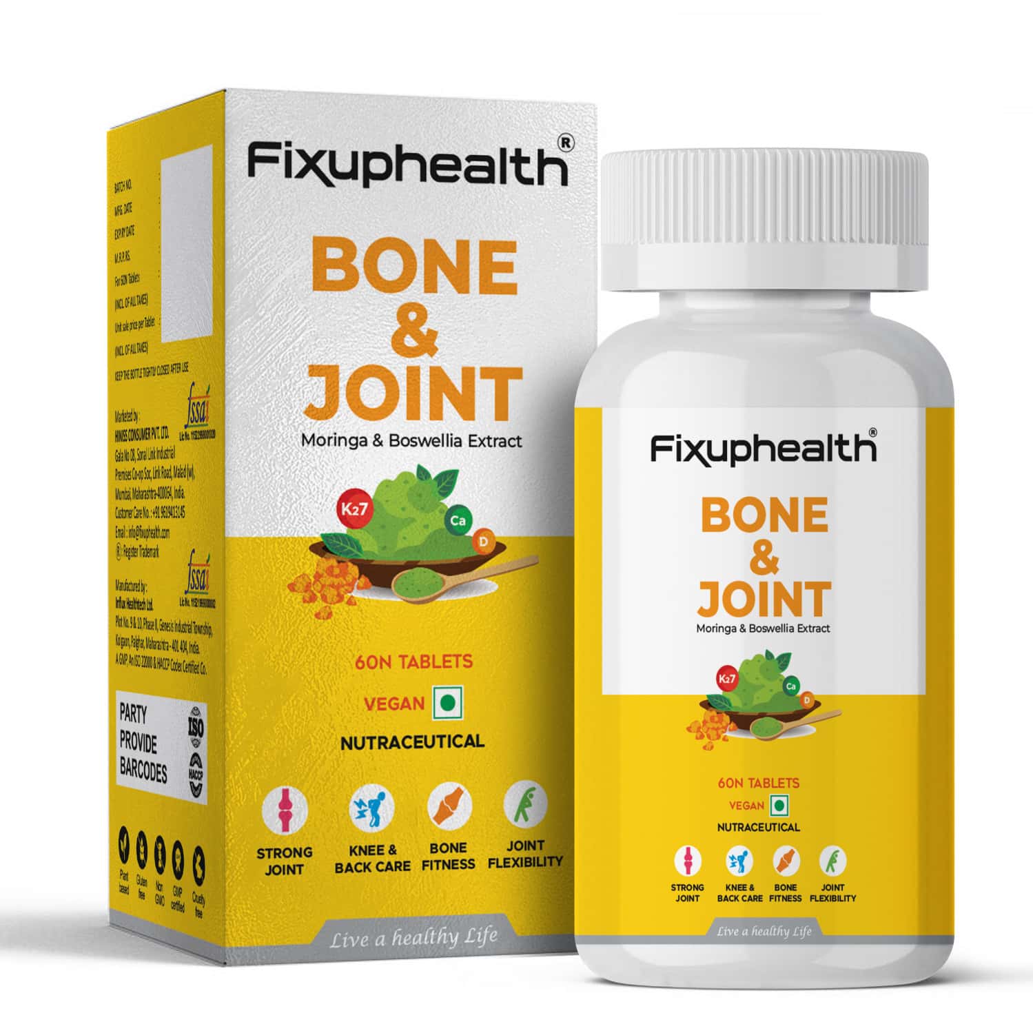 Buy FIXUPHEALTH BONE AND JOINT MORINGA BOSWELLIA EXTRACT FOR KNEE BACK ...