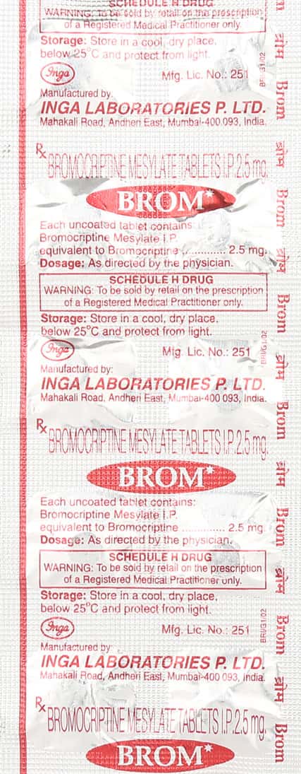 Brom 2.5 MG Tablet (10): Uses, Side Effects, Price & Dosage | PharmEasy