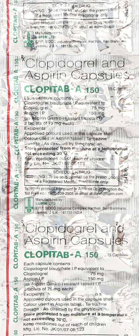 Clopitab A 150mg Strip Of 15 Capsules: Uses, Side Effects, Price ...