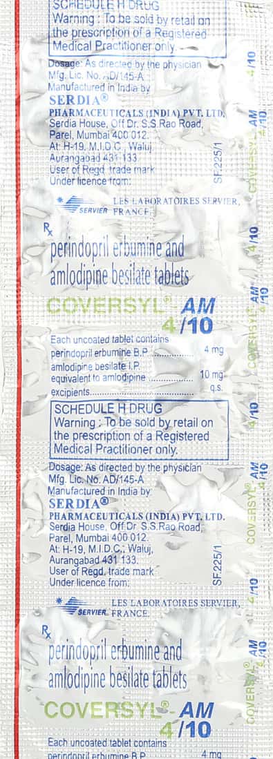 Coversyl Am 4/10mg Strip Of 10 Tablets: Uses, Side Effects, Price ...