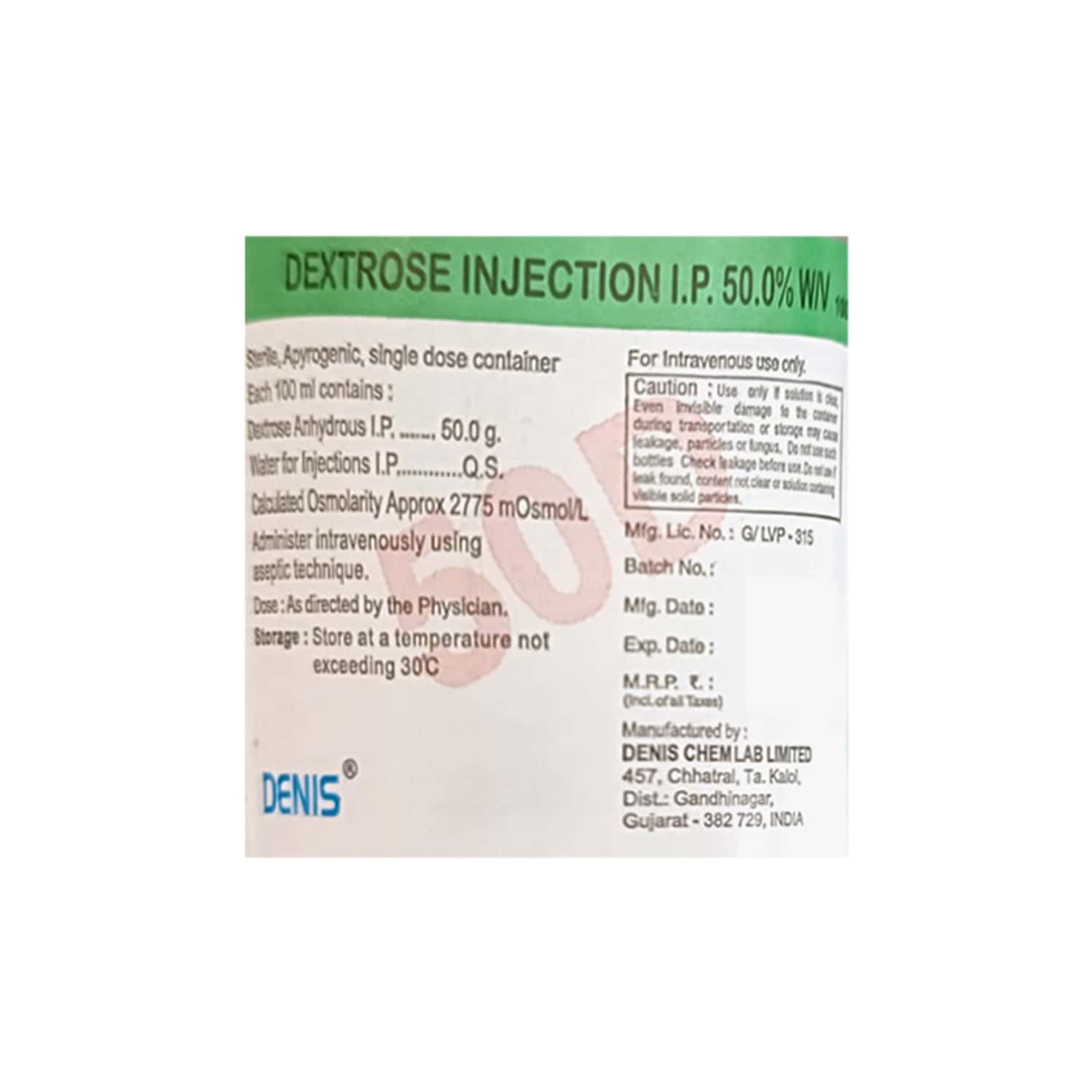 Dextrose 50% Infusion (Denis): Uses, Side Effects, Price & Dosage ...