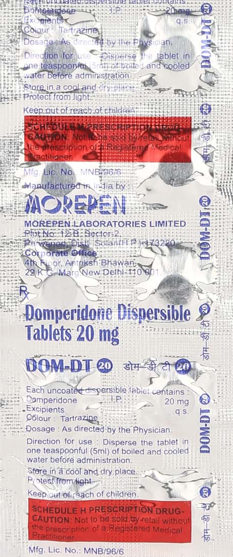 Dom-DT 20 Tablet: Uses, Side Effects, Price, Dosage & More Info - PharmEasy