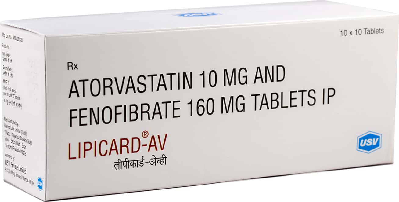 Lipicard Av Strip Of 10 Tablets: Uses, Side Effects, Price & Dosage ...