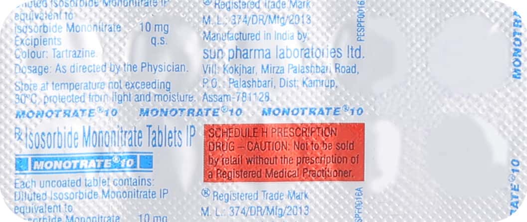 Monotrate 10 MG Tablet (10): Uses, Side Effects, Price & Dosage | PharmEasy