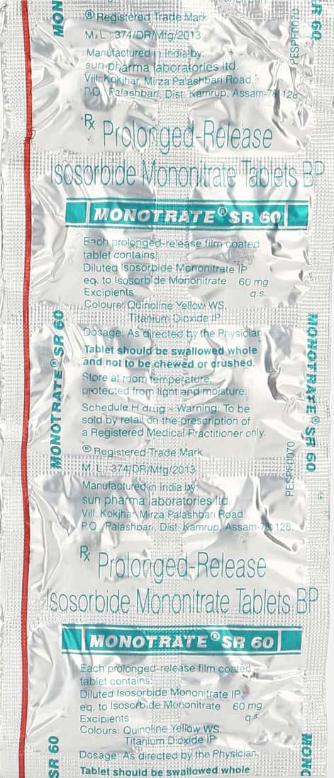 Monotrate Sr 60 MG Tablet (10): Uses, Side Effects, Price & Dosage ...