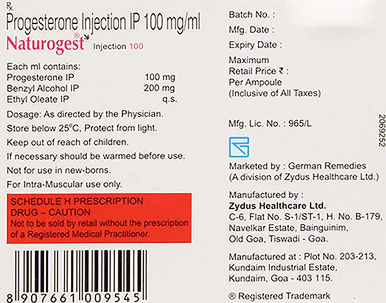 Naturogest 100 MG/ML Injection (1): Uses, Side Effects, Price & Dosage ...