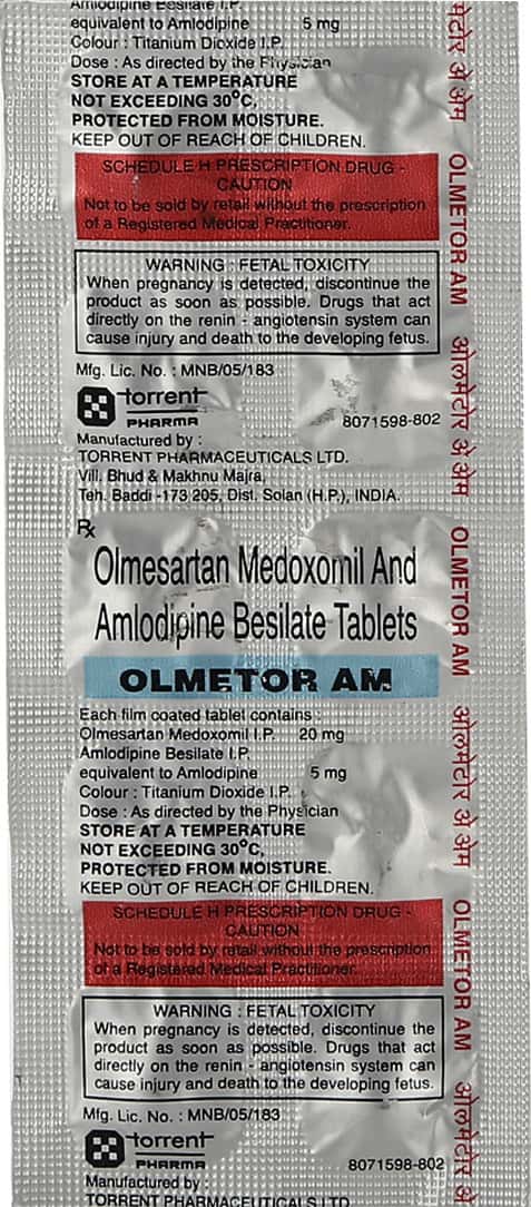 Olmetor Am 20mg Strip Of 10 Tablets: Uses, Side Effects, Price & Dosage ...