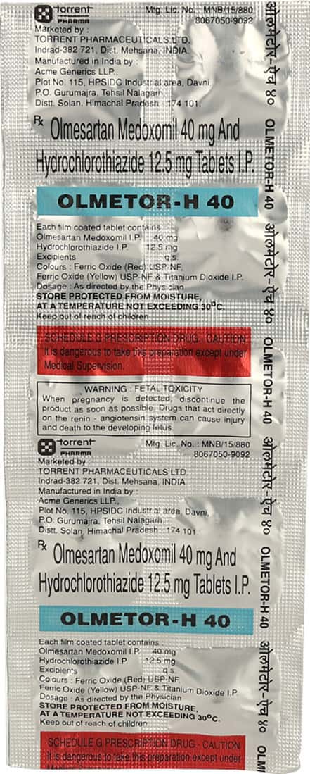 Olmetor H 40mg Strip Of 10 Tablets: Uses, Side Effects, Price & Dosage ...