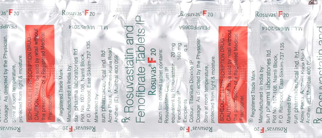 Rosuvas F 20 Tablet: Uses, Side Effects, Price, Dosage & More Info ...