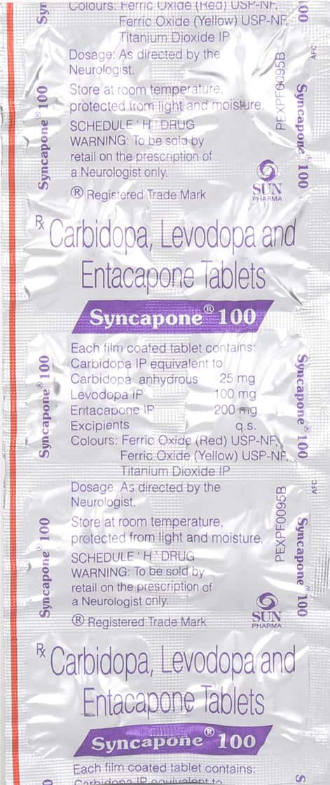 Syncapone 100mg Strip Of 10 Tablets: Uses, Side Effects, Price & Dosage ...