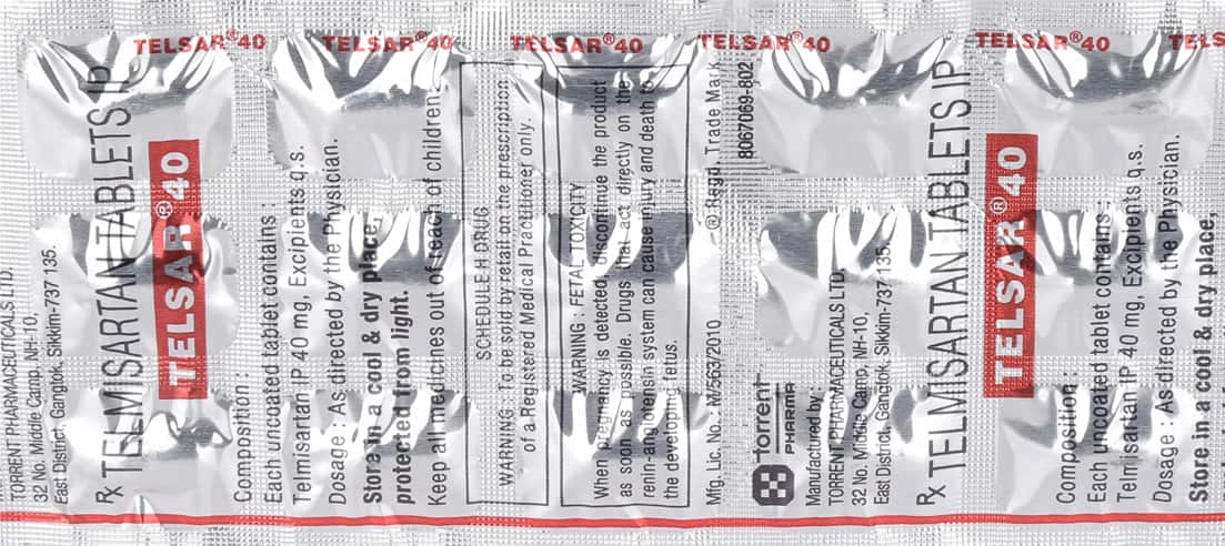 Telsar 40 Tablet: Uses, Side Effects, Price, Dosage & More Info - PharmEasy