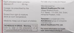 Tenormin 50 MG Tablet (14): Uses, Side Effects, Price & Dosage | PharmEasy