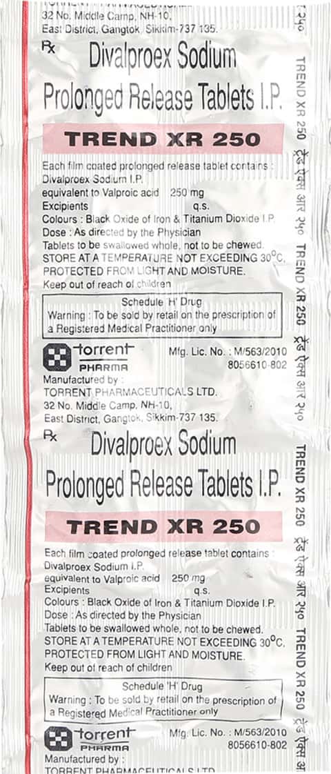 Trend Xr Er 250 MG Tablet (10): Uses, Side Effects, Price & Dosage ...