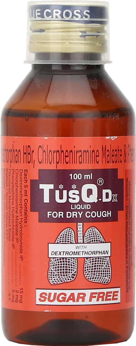 Tusq Dx Sugar Free Bottle Of 100ml Syrup: Uses, Side Effects, Price ...
