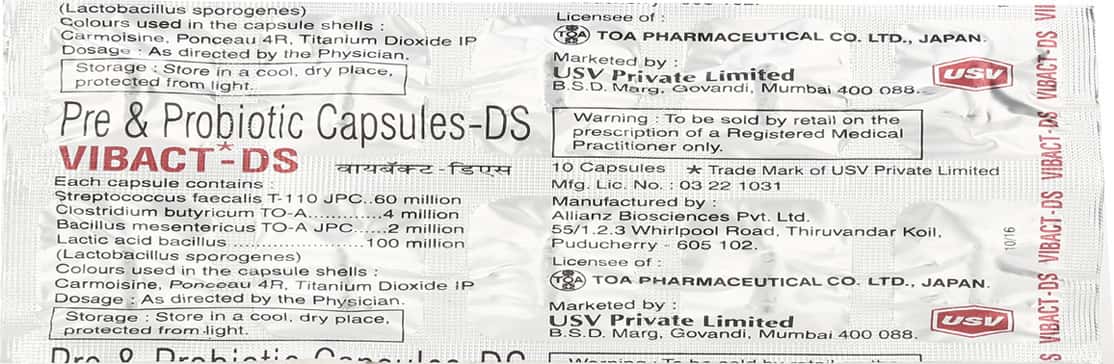 Vibact DS Capsule: Uses, Side Effects, Price, Dosage & More Info ...