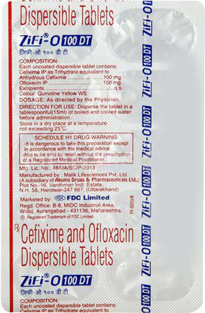 Zifi O Dt 100mg Strip Of 10 Tablets: Uses, Side Effects, Price & Dosage ...