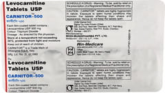 Carnitor 500 MG Tablet (10): Uses, Side Effects, Price & Dosage | PharmEasy