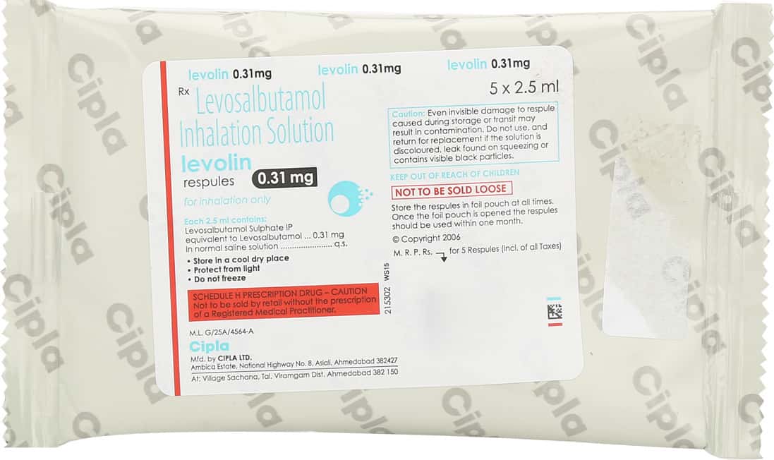 Levolin 0.31mg Respules 5x2.5ml: Uses, Side Effects, Price, Dosage ...