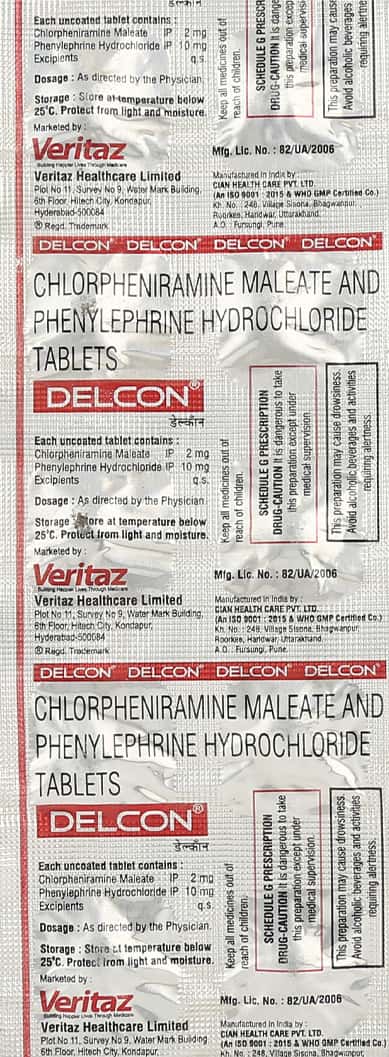 Delcon Strip Of 10 Tablets: Uses, Side Effects, Price & Dosage | PharmEasy