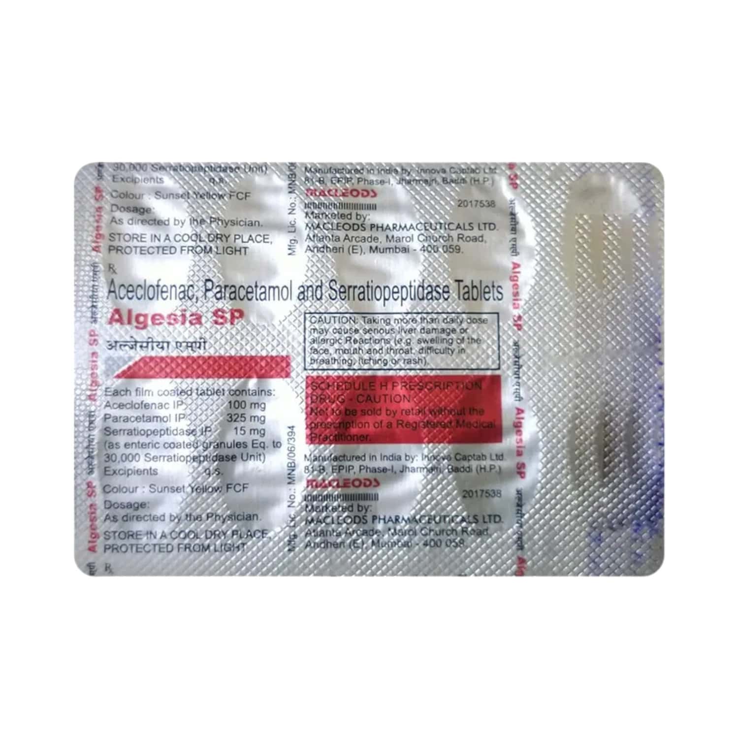 Algesia Sp Strip Of 10 Tablets: Uses, Side Effects, Price & Dosage ...