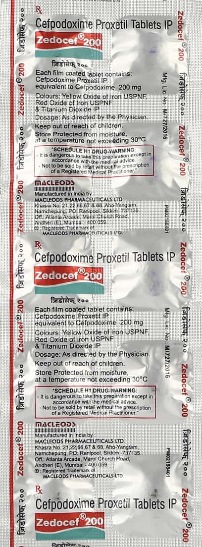 Zedocef 200 Tablet: Uses, Side Effects, Price, Dosage & More Info ...