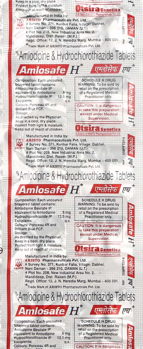 Amlosafe H Strip Of 10 Tablets: Uses, Side Effects, Price & Dosage ...