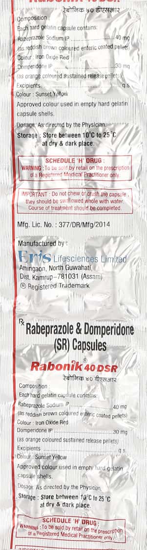 Rabonik Dsr 40mg Strip Of 10 Capsules: Uses, Side Effects, Price ...