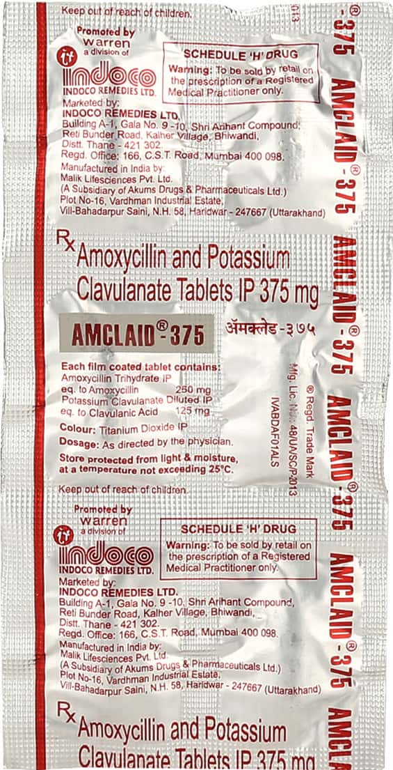 Amclaid 375 Tablet: Uses, Side Effects, Price, Dosage & More Info ...