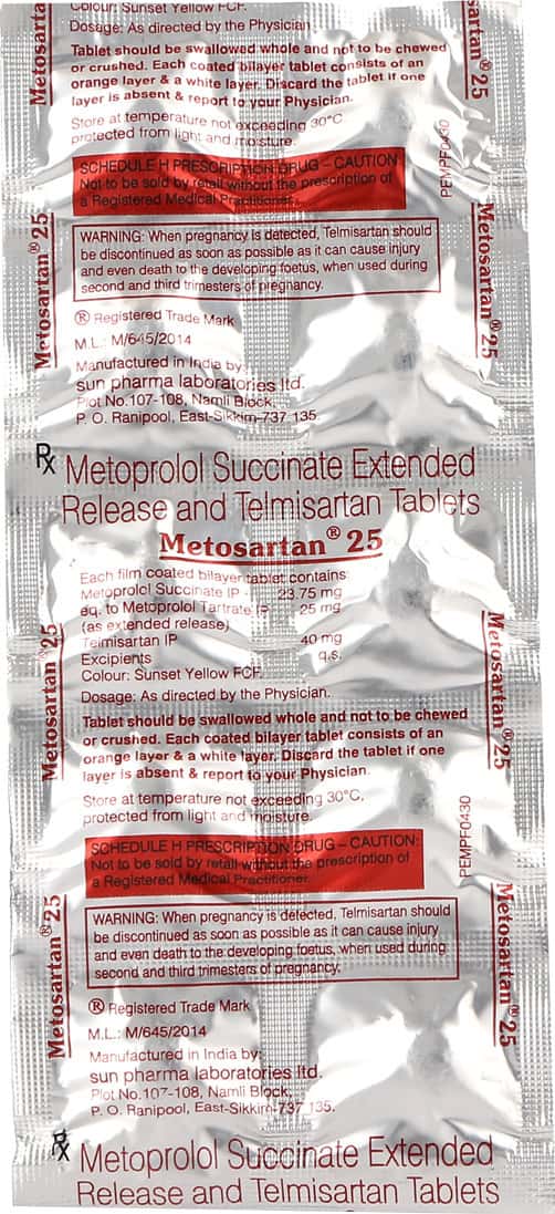 Metosartan 25 Tablet: Uses, Side Effects, Price, Dosage & More Info ...