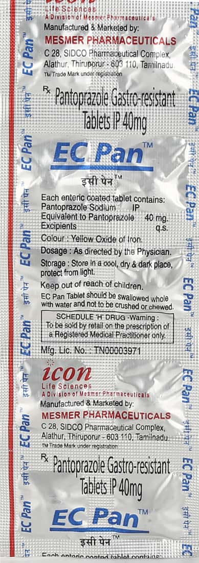 Ec Pan 40 MG Tablet (10): Uses, Side Effects, Price & Dosage | PharmEasy