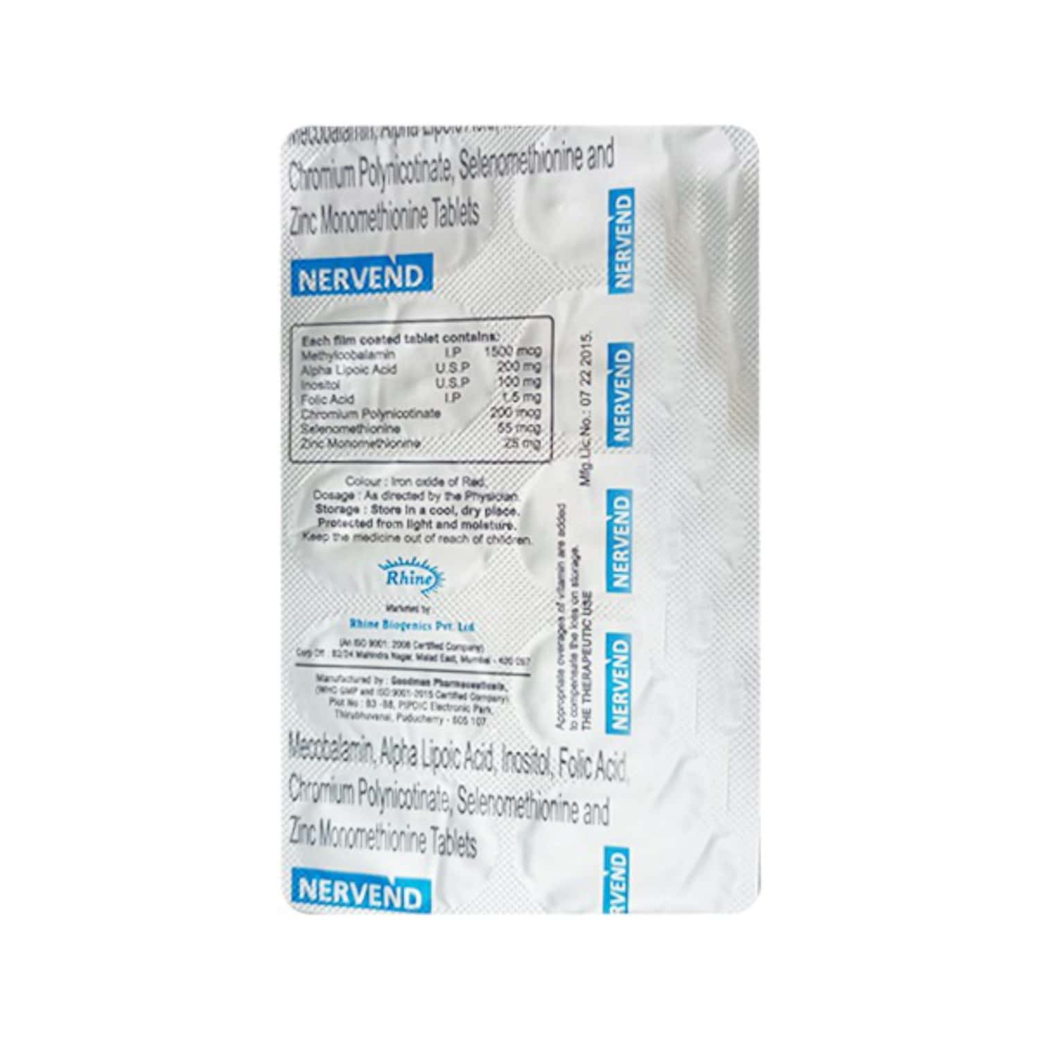 Nervend Strip Of 10 Tablets: Uses, Side Effects, Price & Dosage | PharmEasy