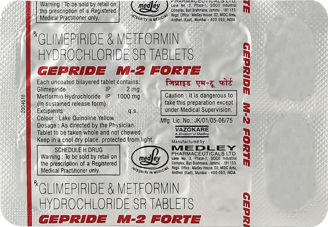 Gepride M 2mg Forte Strip Of 10 Tablets: Uses, Side Effects, Price ...