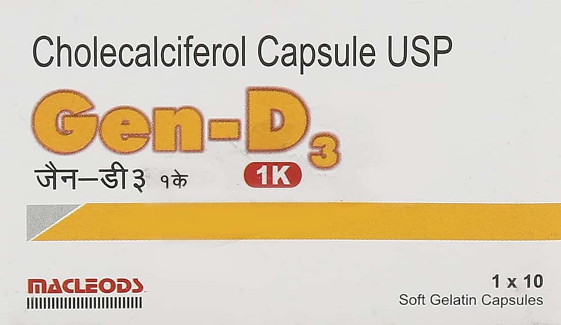 Gen D3 1000 IU Softgel Capsule (10): Uses, Side Effects, Price & Dosage ...
