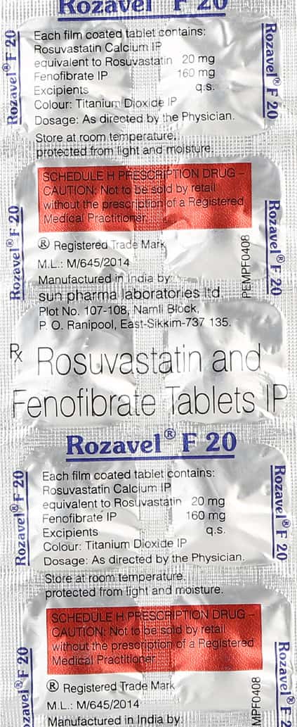 Rozavel F 20mg Strip Of 10 Tablets: Uses, Side Effects, Price & Dosage ...