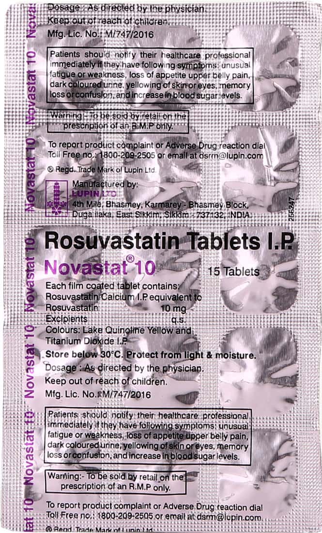 Novastat 10 Tablet: Uses, Side Effects, Price, Dosage & More Info ...