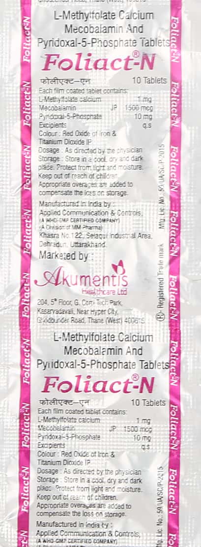 Foliact N Strip Of 10 Tablets: Uses, Side Effects, Price & Dosage ...
