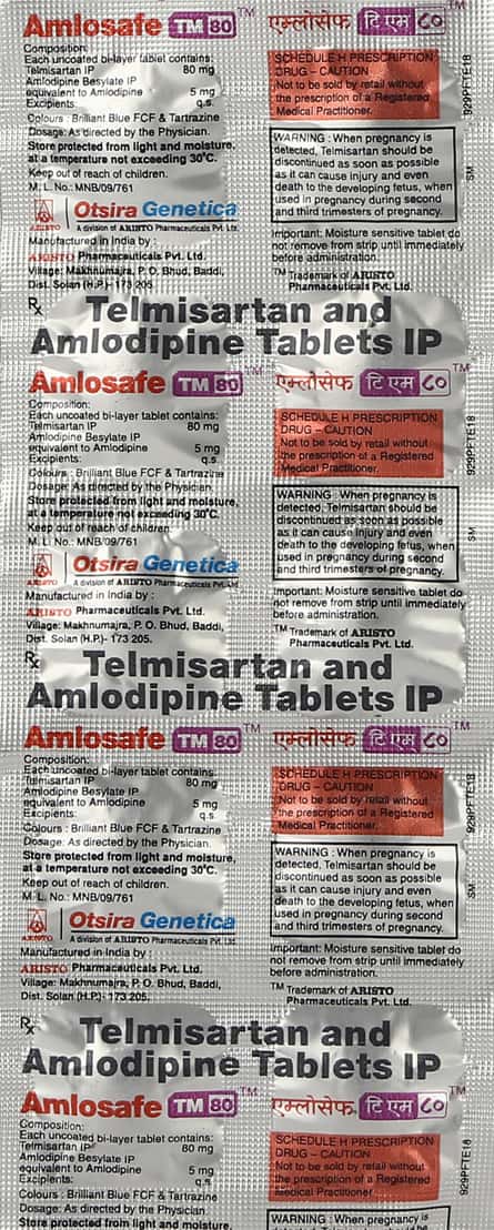 Amlosafe Tm 80mg Strip Of 10 Tablets: Uses, Side Effects, Price ...
