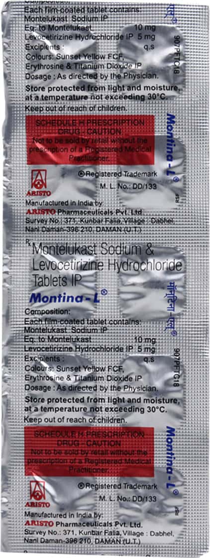 Montina L Tablet: Uses, Side Effects, Price, Dosage & More Info - PharmEasy