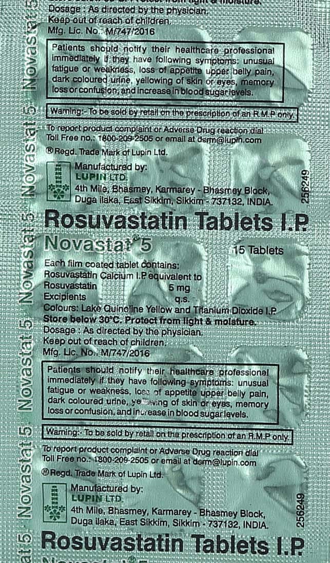 Novastat 5 MG Tablet (15): Uses, Side Effects, Price & Dosage | PharmEasy