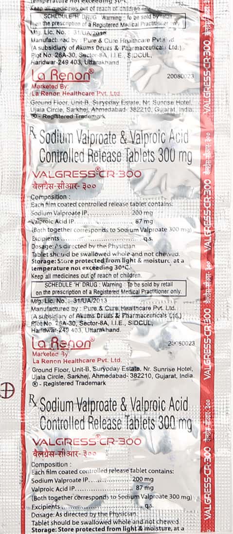 Valgress Cr 300mg Strip Of 10 Tablets: Uses, Side Effects, Price ...