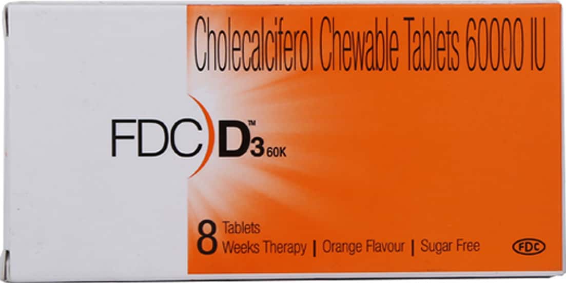 Fdc D3 60000 IU Chewable Tablet (8): Uses, Side Effects, Price & Dosage ...