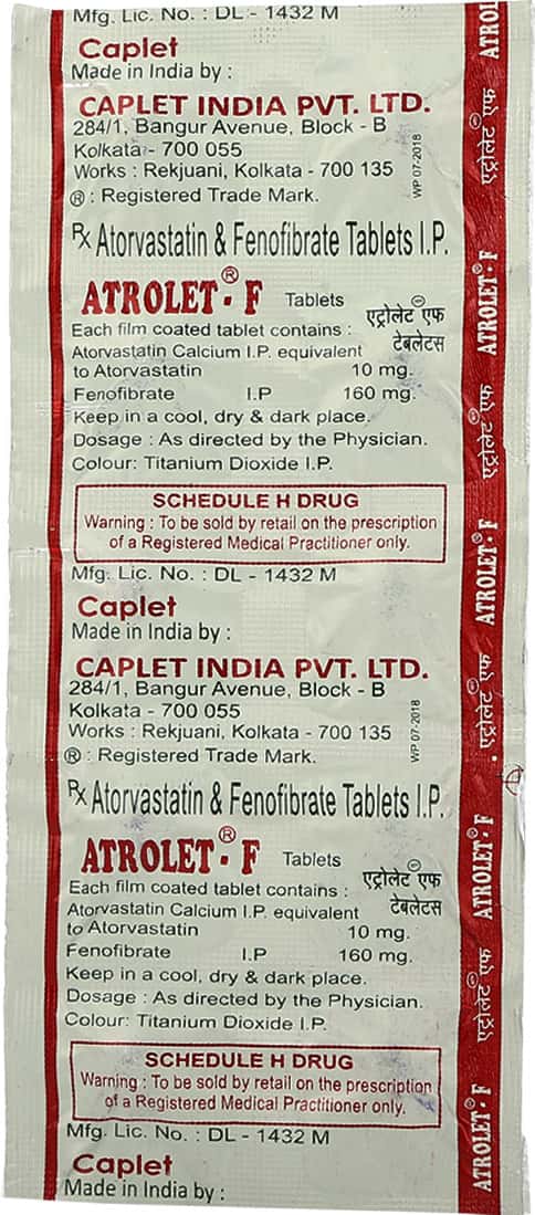 Atrolet F Strip Of 10 Tablets: Uses, Side Effects, Price & Dosage ...