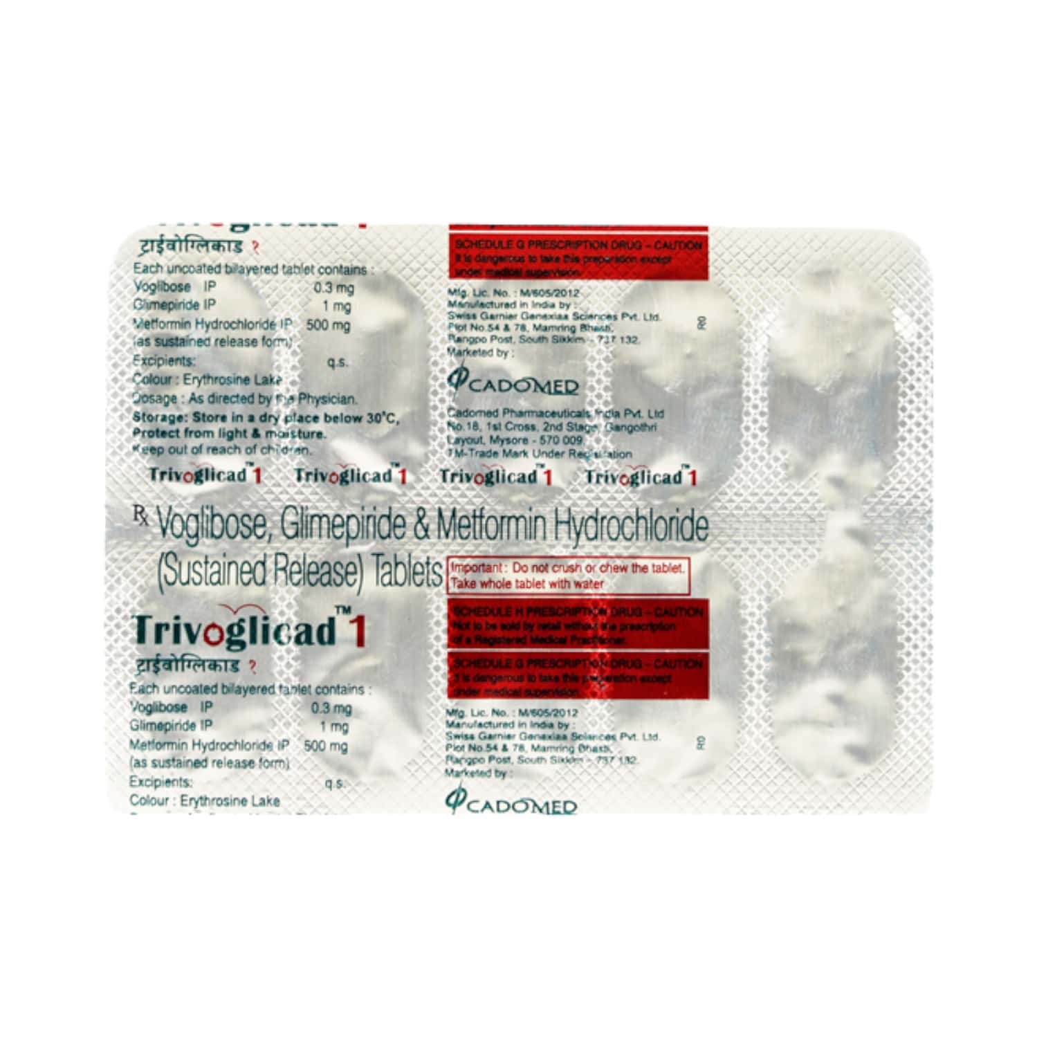 Trivoglicad 1mg Strip Of 10 Tablets: Uses, Side Effects, Price & Dosage ...
