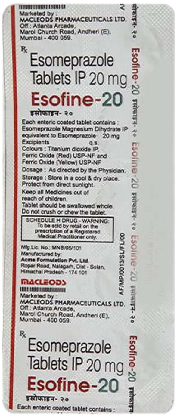 Esofine 20 MG Tablet (10): Uses, Side Effects, Price & Dosage | PharmEasy