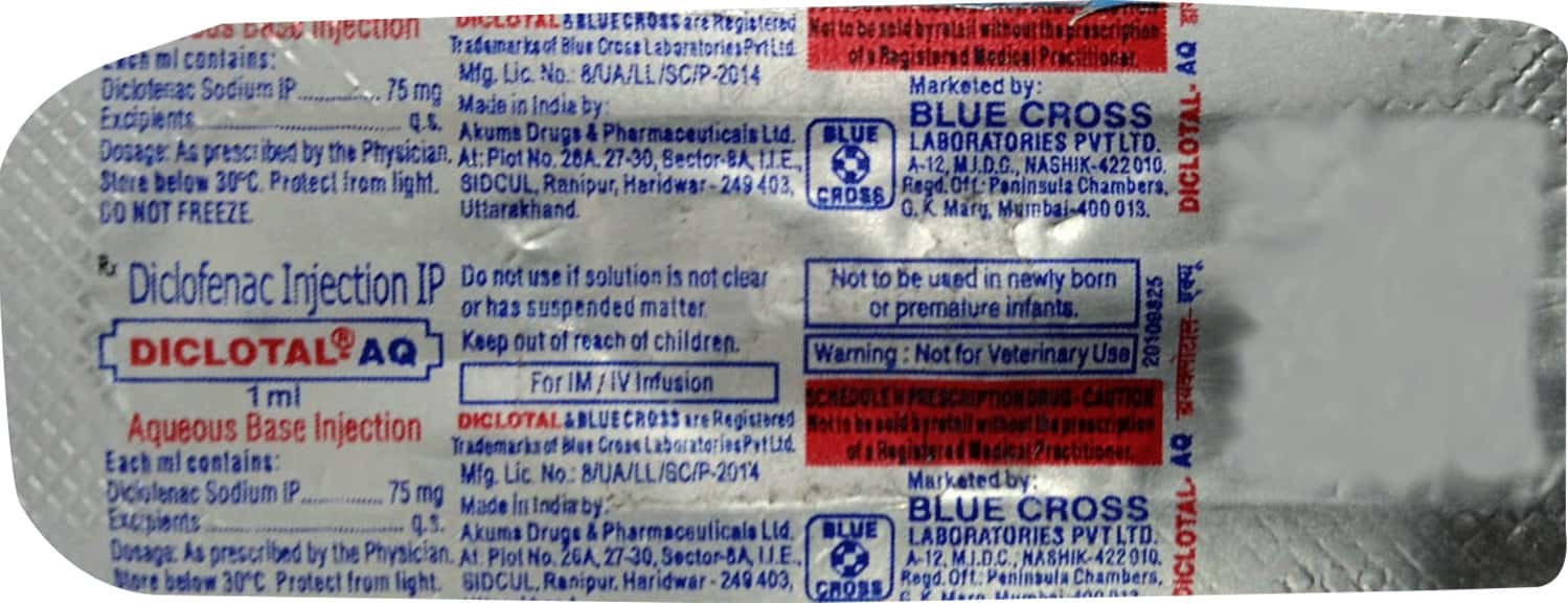 Diclotal Aq 75 MG/ML Injection (1): Uses, Side Effects, Price & Dosage ...
