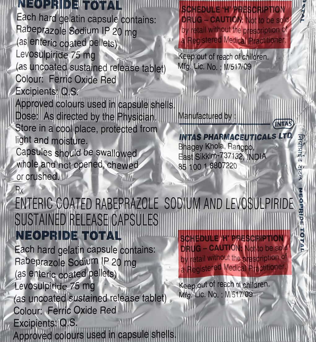 Neopride Total 75mg Strip Of 15 Capsules: Uses, Side Effects, Price ...