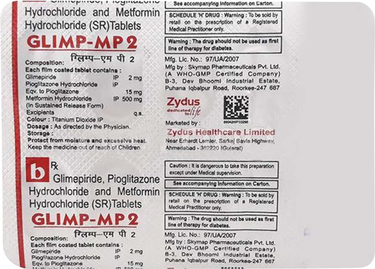 Glimp Mp 2mg Strip Of 10 Tablets: Uses, Side Effects, Price & Dosage ...
