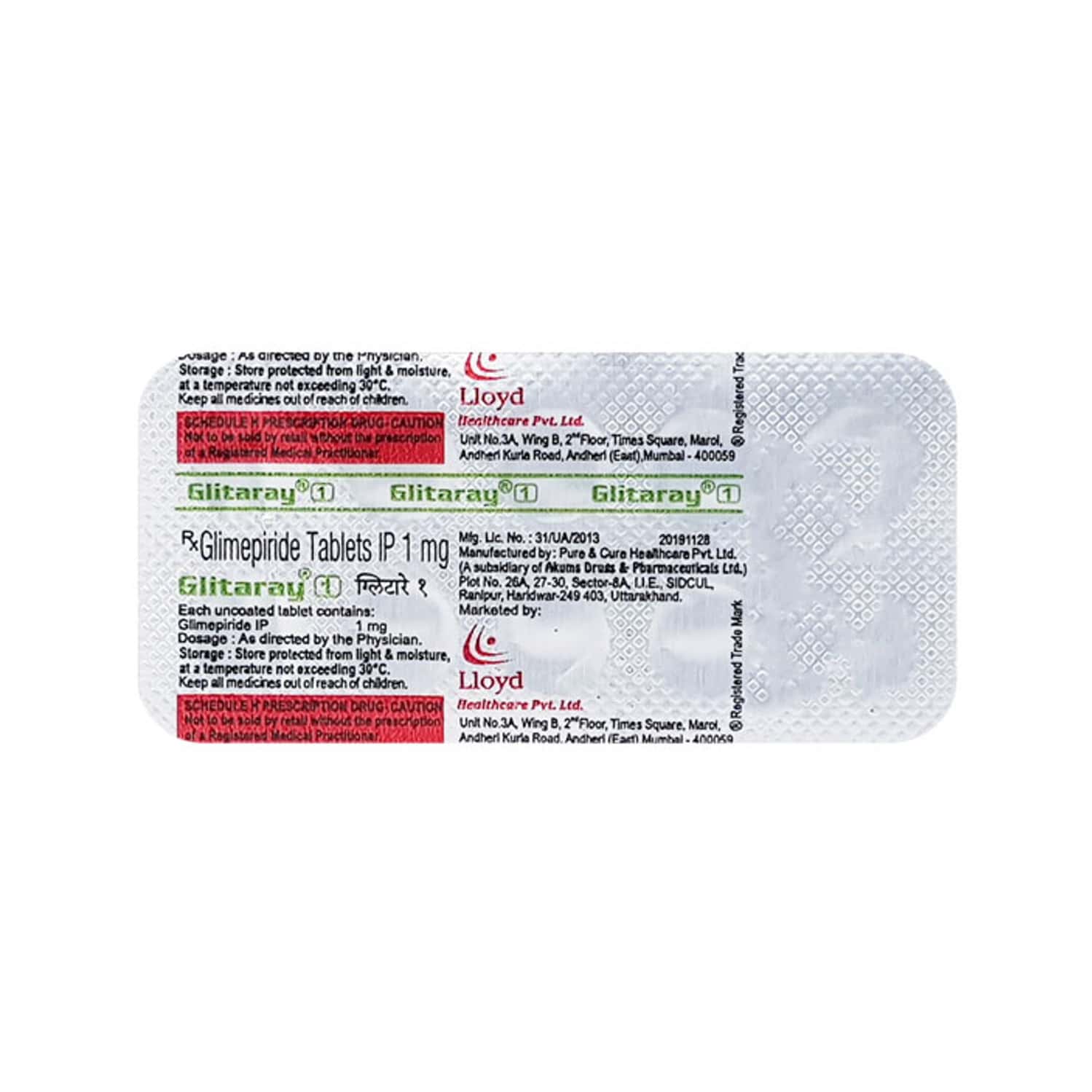 Glitaray 1 MG Tablet (10): Uses, Side Effects, Price & Dosage | PharmEasy