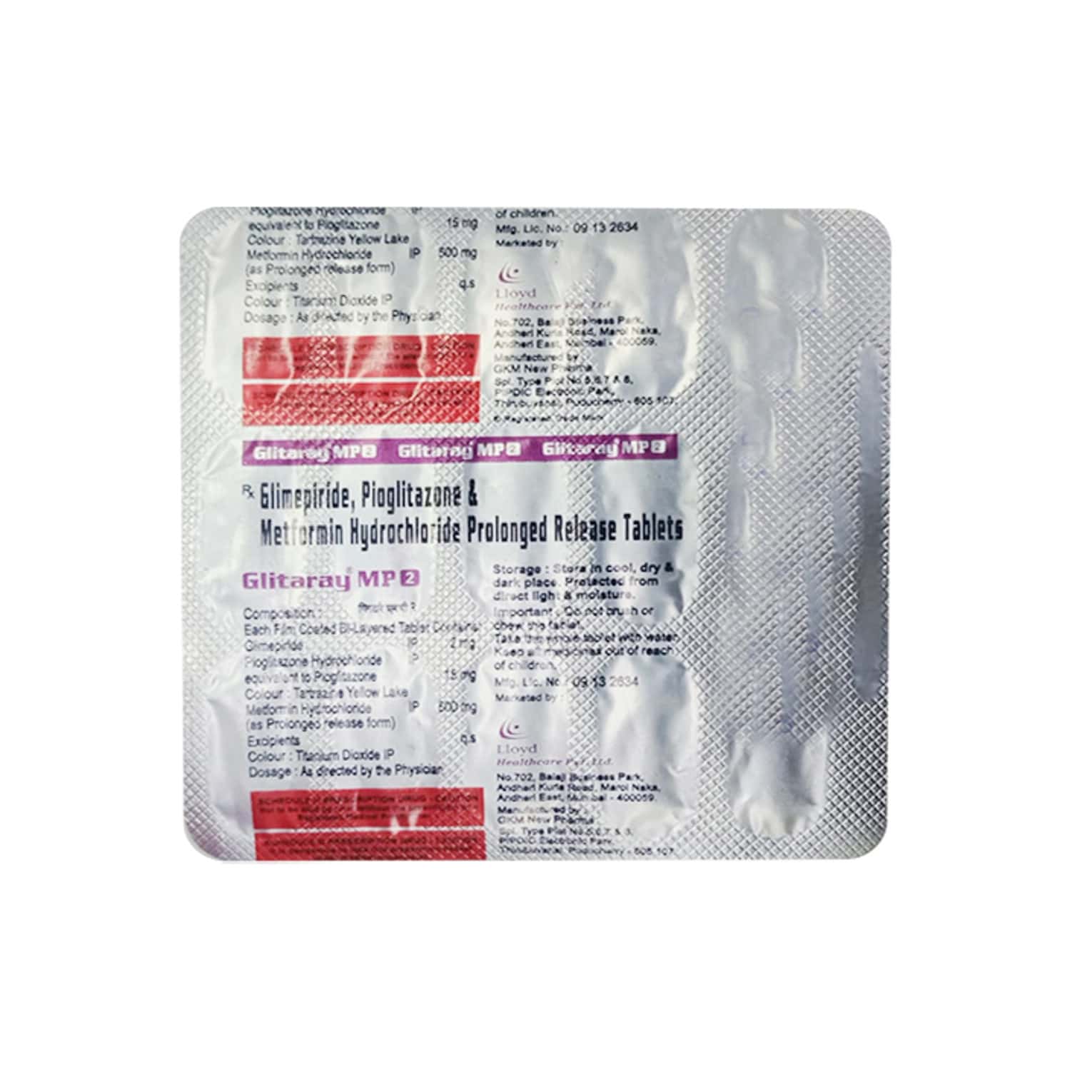 Glitaray Mp 2mg Strip Of 15 Tablets: Uses, Side Effects, Price & Dosage ...